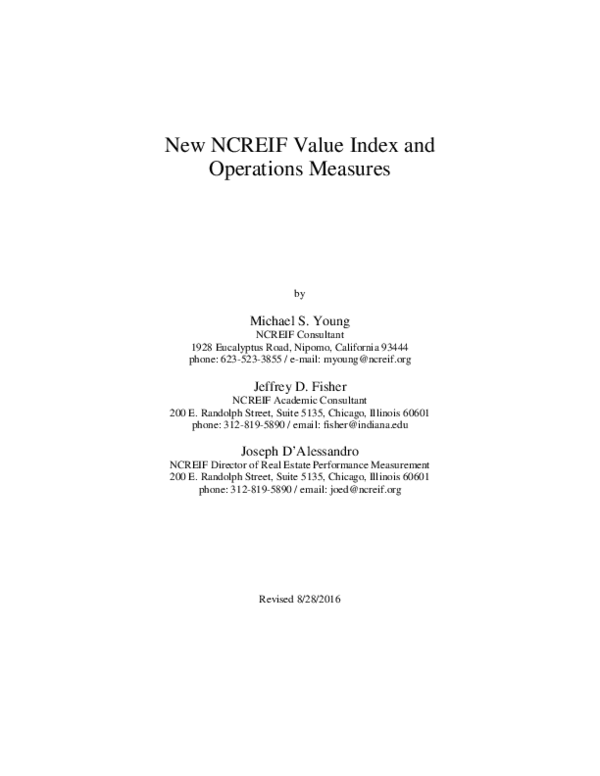 (PDF) New NCREIF Value Index and Operations Measures