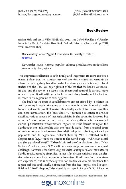 (PDF) Fabian Holt and Antti-Ville Kärjä, eds. 2017. The Oxford Handbook ...