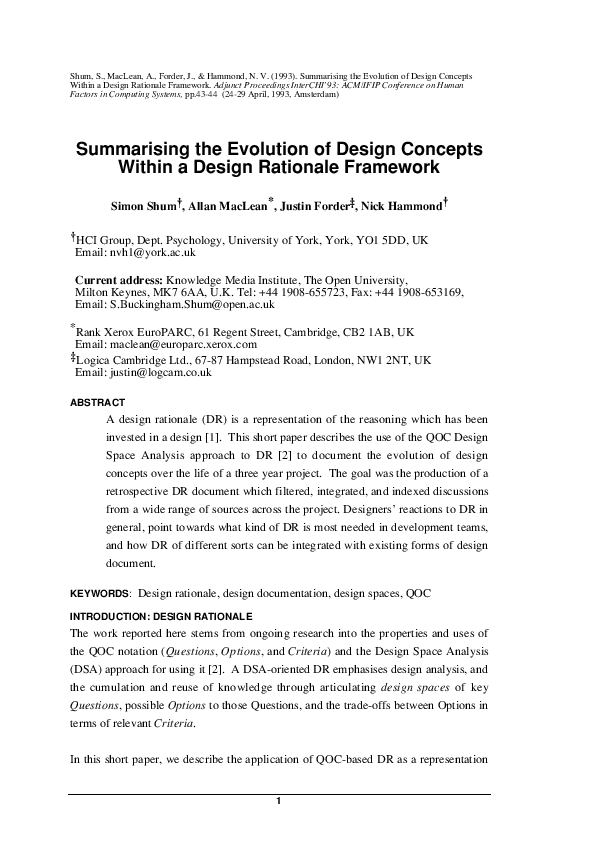 (PDF) Summarising the evolution of design concepts within a design ...
