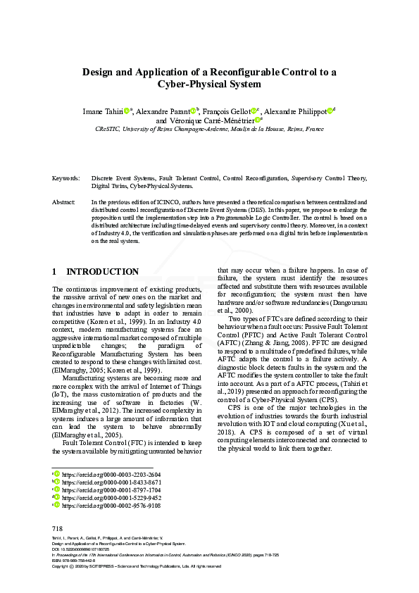 Pdf Design And Application Of A Reconfigurable Control To A Cyber