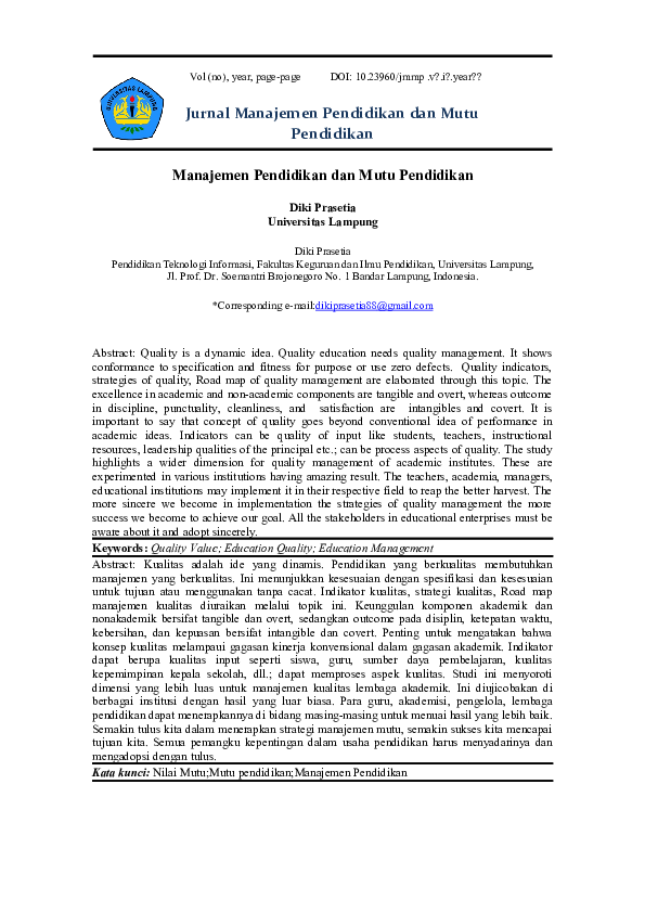 (DOC) Manajemen Pendidikan dan Mutu Pendidikan