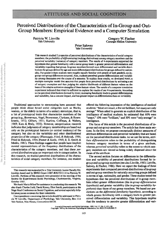 (PDF) Perceived distributions of the characteristics of in-group and ...