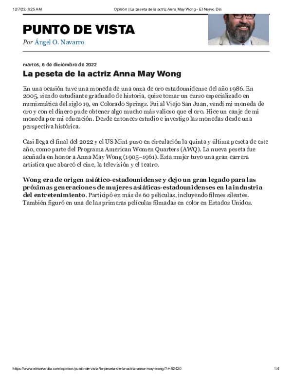 (PDF) La peseta de la actriz Anna May Wong - Periódico El Nuevo Día