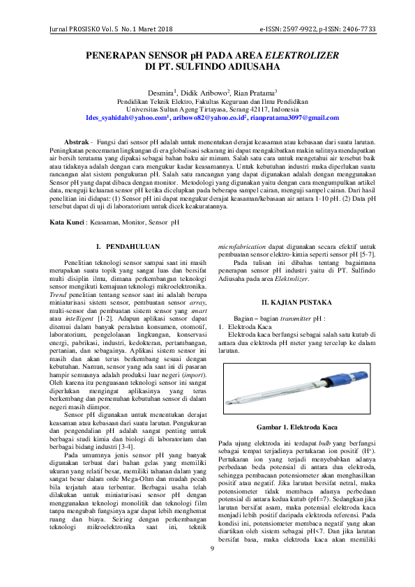 (PDF) PENERAPAN SENSOR pH PADA AREA ELEKTROLIZER DI PT. SULFINDO ...