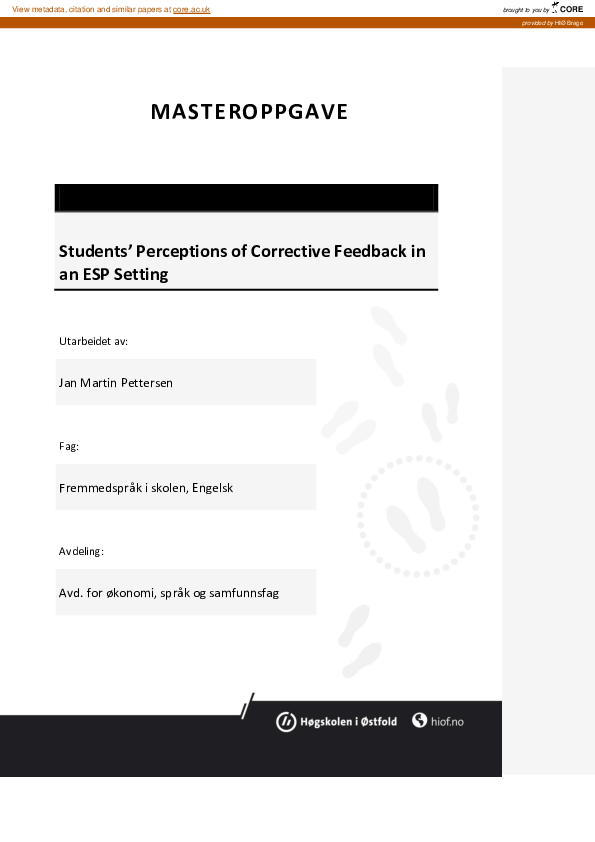 (PDF) Students’ Perceptions of Corrective Feedback in an ESP Setting