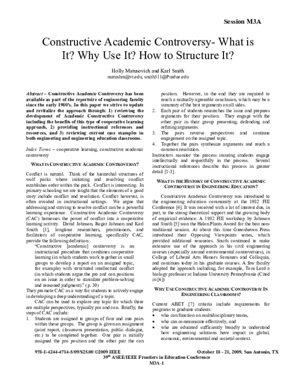 (PDF) Constructive Academic Controversy- What is it? Why use it? How to ...