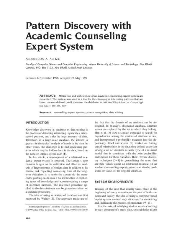 (PDF) Pattern discovery with academic counseling expert system
