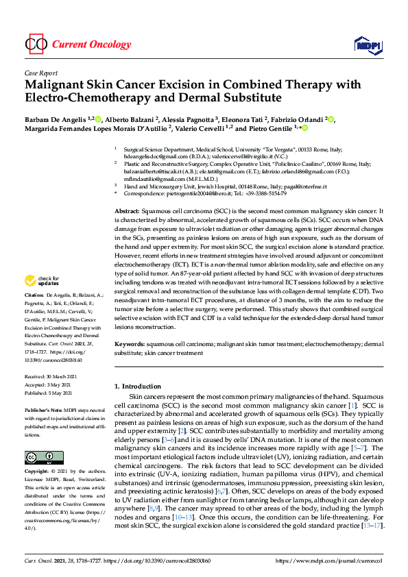 (PDF) Malignant Skin Cancer Excision in Combined Therapy with Electro ...