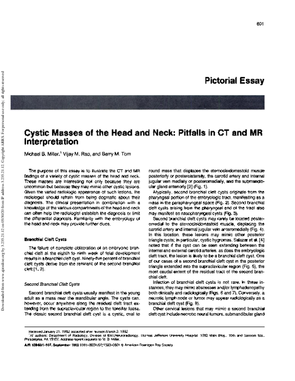 (PDF) Cystic masses of the head and neck: pitfalls in CT and MR ...