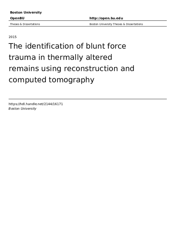 (PDF) The identification of blunt force trauma in thermally altered ...