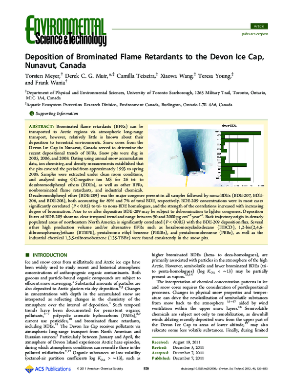 (PDF) Deposition of Brominated Flame Retardants to the Devon Ice Cap ...