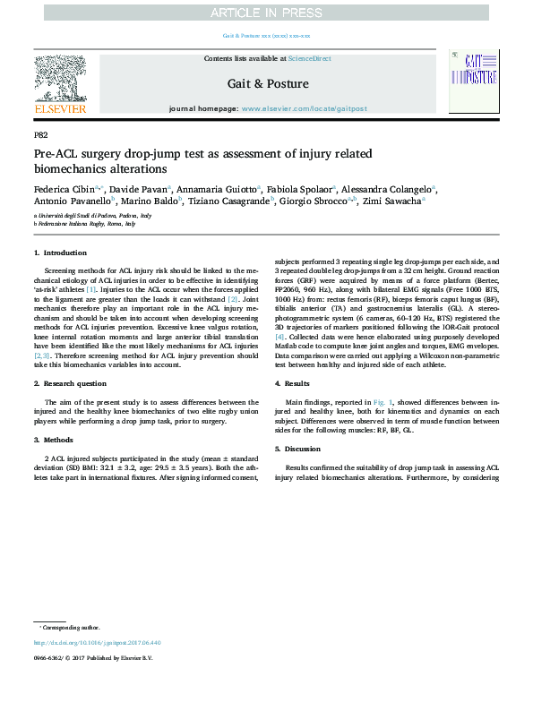 (PDF) Pre-ACL surgery drop-jump test as assessment of injury related ...