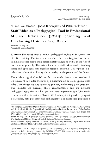 (PDF) Staff Rides as a Pedagogical Tool in Professional Military ...