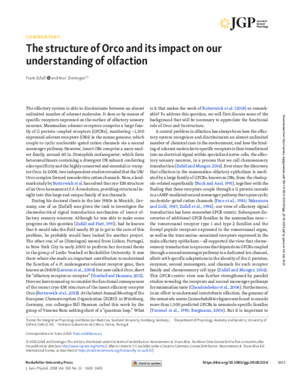 (PDF) The structure of Orco and its impact on our understanding of ...
