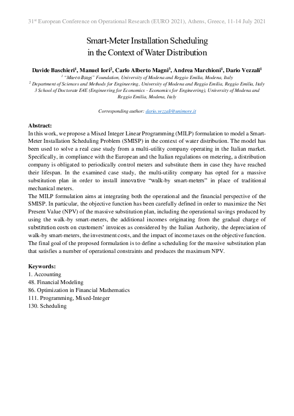 (PDF) Smart-Meter Installation Scheduling in the Context of Water ...