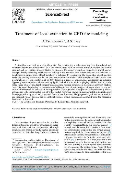 (PDF) Treatment of local extinction in CFD fire modeling