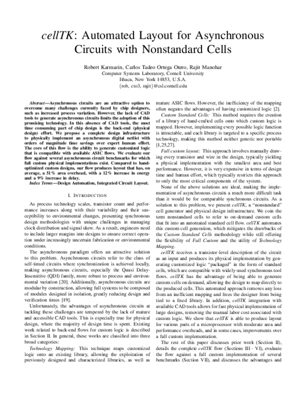 (PDF) cellTK: Automated Layout for Asynchronous Circuits with Nonstandard Cells