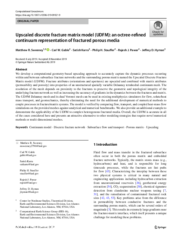 (PDF) Upscaled discrete fracture matrix model (UDFM): an octree-refined continuum representation ...