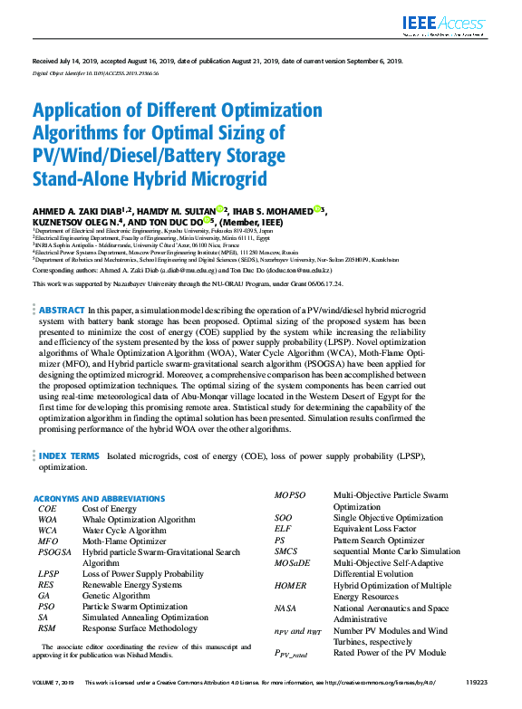 Pdf Application Of Different Optimization Algorithms For Optimal