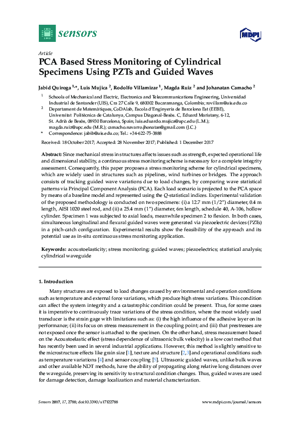 (PDF) PCA Based Stress Monitoring of Cylindrical Specimens Using PZTs and Guided Waves