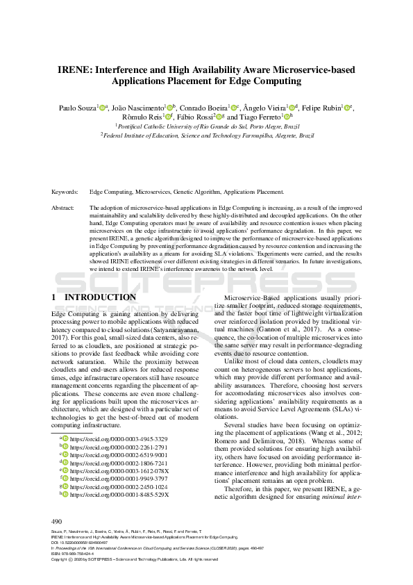 (PDF) IRENE: Interference and High Availability Aware Microservice-based Applications Placement ...