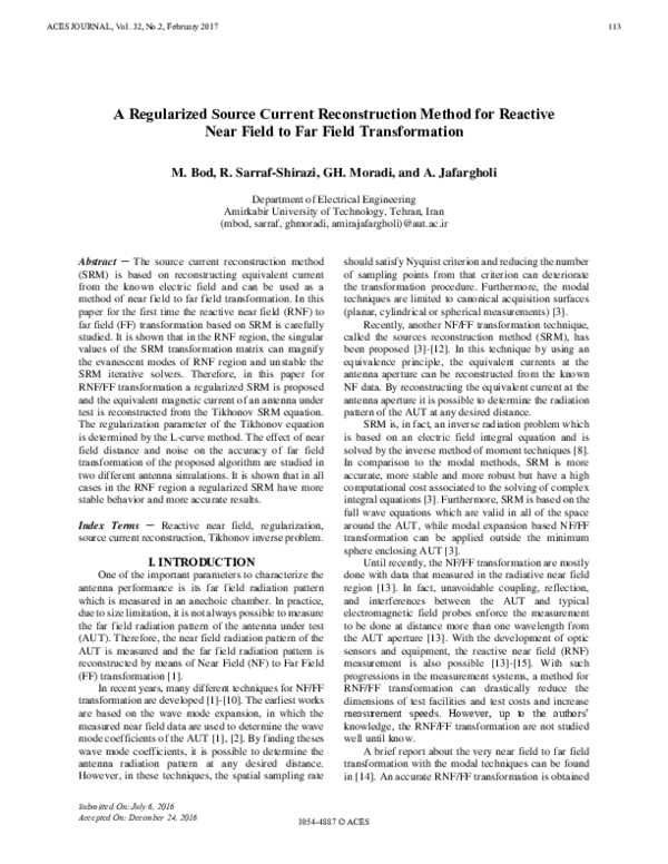 (PDF) A Regularized Source Current Reconstruction Method for Reactive Near Field to Far Field ...