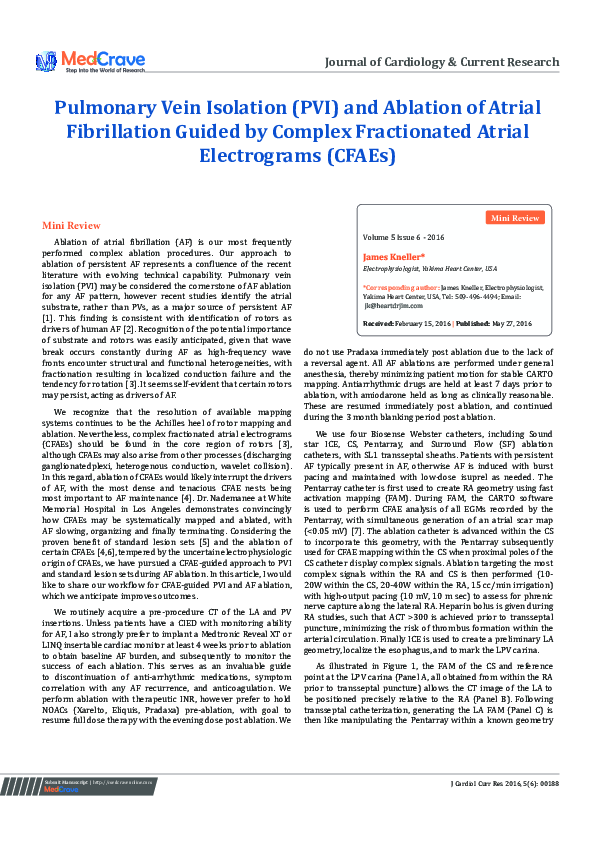 (PDF) Pulmonary Vein Isolation (PVI) and Ablation of Atrial Fibrillation Guided by Complex ...