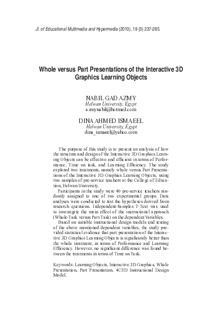 (PDF) Whole versus Part Presentations of the Interactive 3D Graphics ...