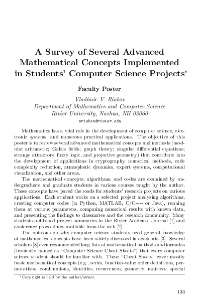(PDF) A survey of several advanced mathematical concepts implemented in ...