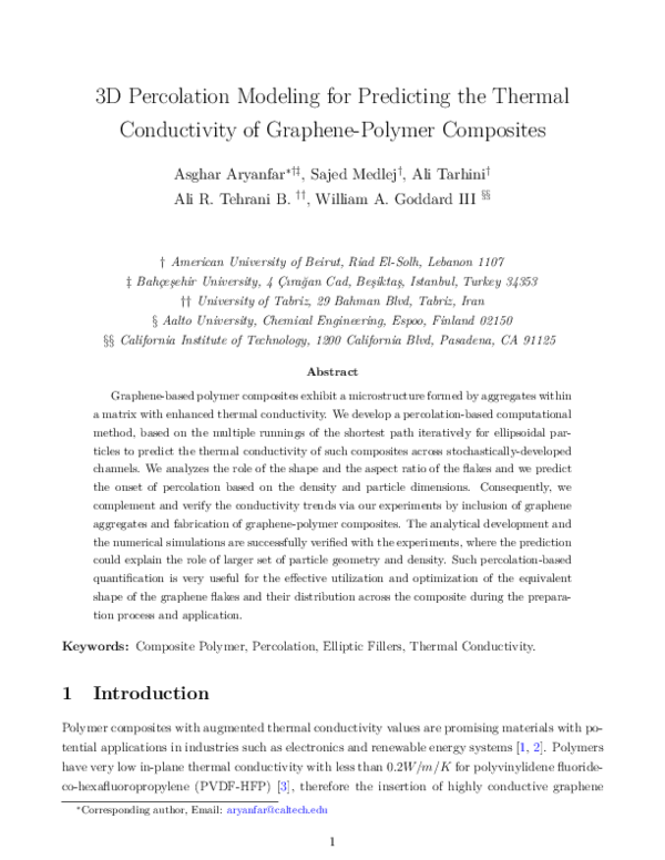 (PDF) 3D percolation modeling for predicting the thermal conductivity ...