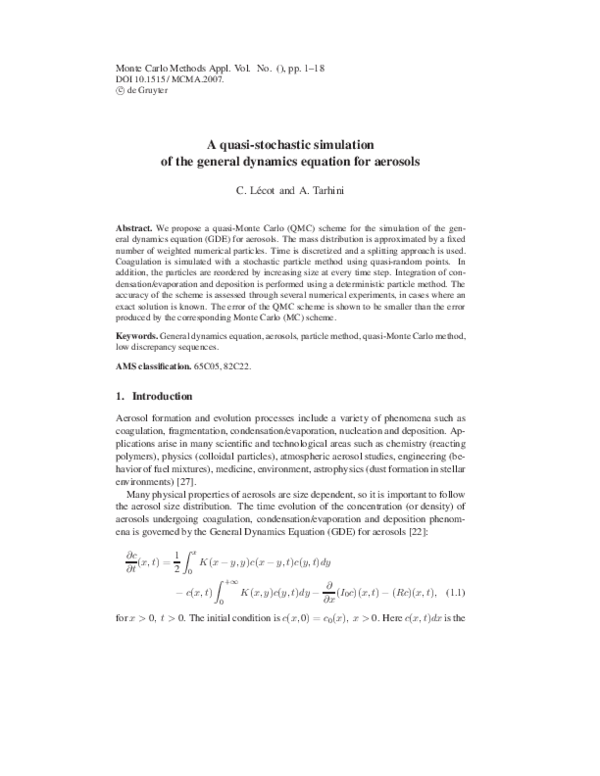 (PDF) A quasi-stochastic simulation of the general dynamics equation ...