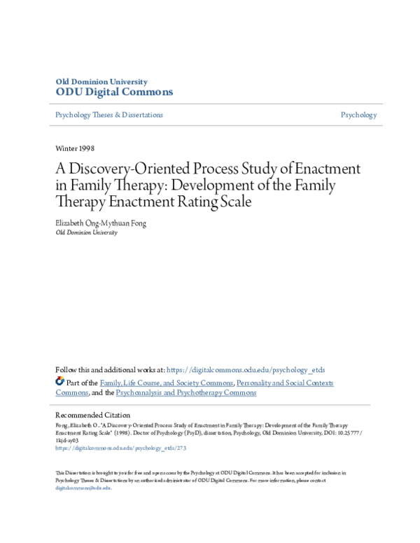 (PDF) A Discovery-Oriented Process Study of Enactment in Family Therapy ...