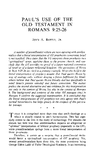(PDF) Paul ' S Use of the Old Testament in Romans 9 : 25-26