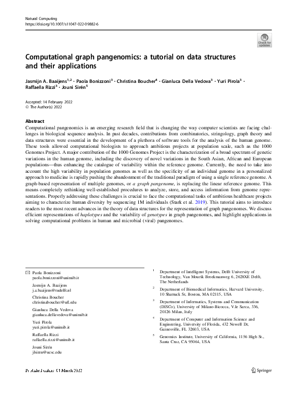 (PDF) Computational graph pangenomics: a tutorial on data structures and their applications