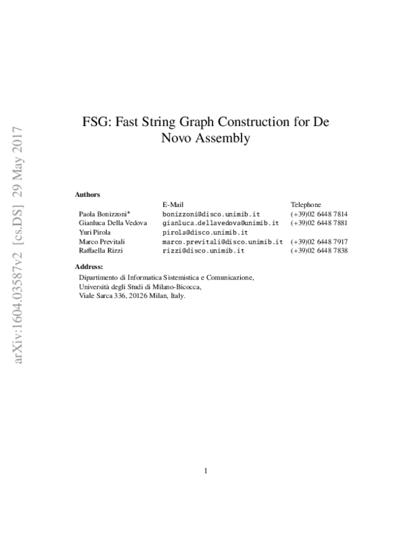 (PDF) FSG: Fast String Graph Construction for De Novo Assembly of Reads ...