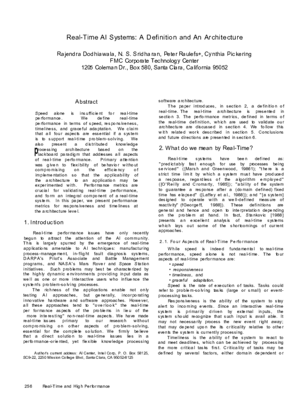 (PDF) Real-Time AI Systems: A Definition and An Architecture