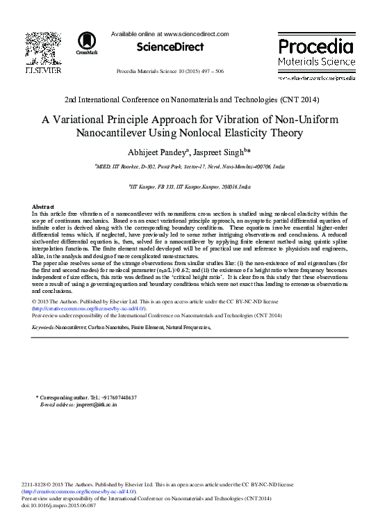 (PDF) A Variational Principle Approach for Vibration of Non-Uniform Nanocantilever Using ...