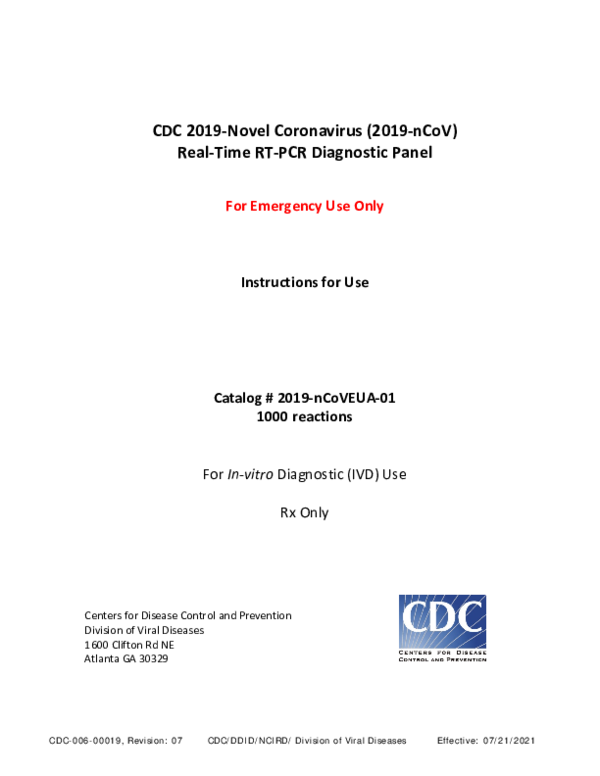 (PDF) Analysis of the initial lot of the CDC 2019-Novel Coronavirus ...