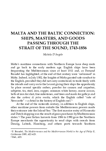 (PDF) MALTA AND THE BALTIC CONNECTION: SHIPS, MASTERS, AND GOODS ...