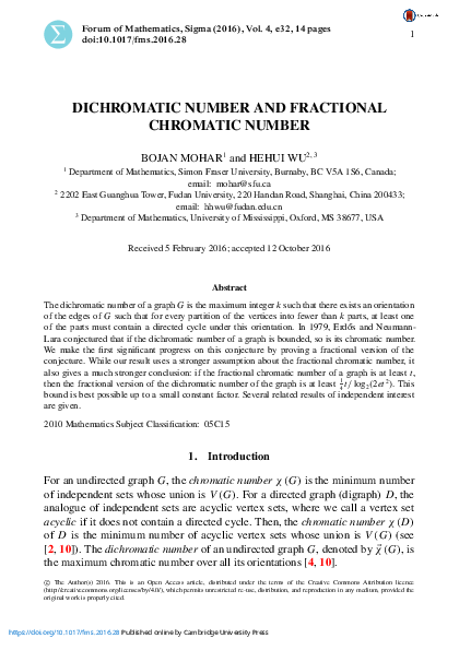 (PDF) Dichromatic Number and Fractional Chromatic Number