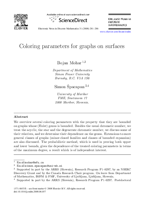(PDF) Coloring parameters for graphs on surfaces