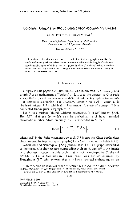 (PDF) Coloring Graphs without Short Non-bounding Cycles