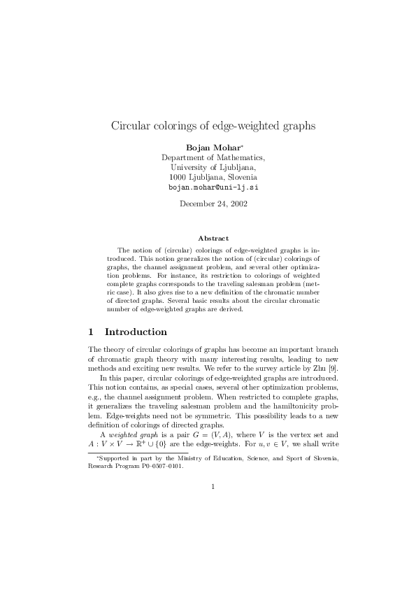 (PDF) Circular colorings of edge-weighted graphs