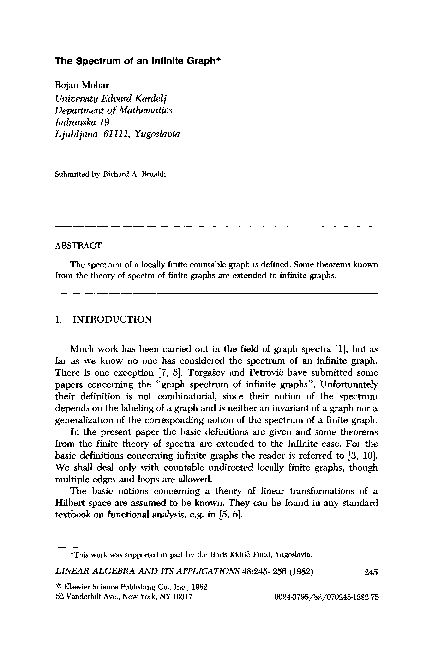 (PDF) The spectrum of an infinite graph