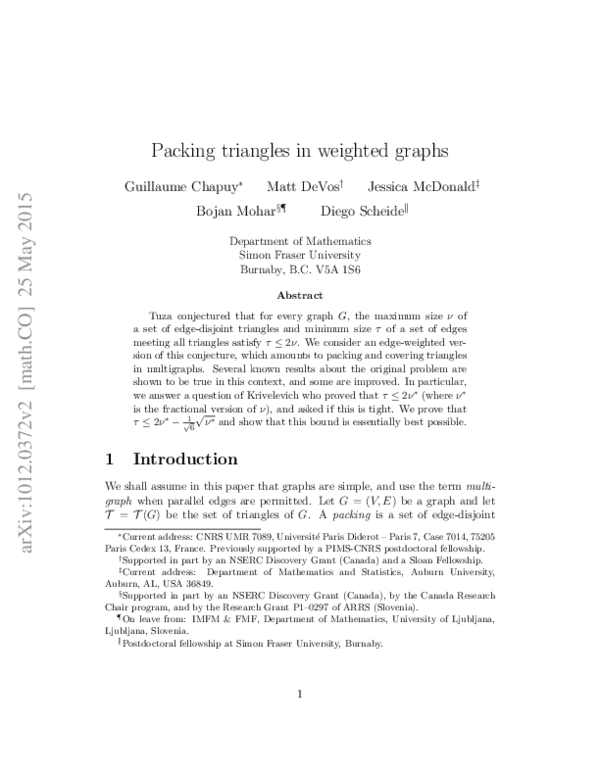 (PDF) Packing Triangles in Weighted Graphs