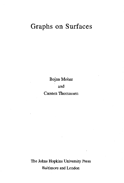 (PDF) Graphs on Surfaces