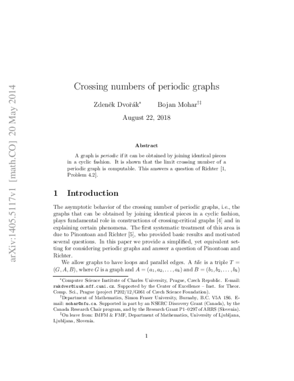 (PDF) Crossing Numbers of Periodic Graphs