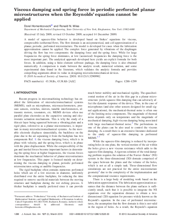 (PDF) Viscous damping and spring force in periodic perforated planar ...