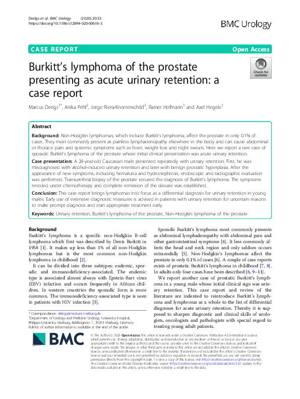 (PDF) Burkitt’s lymphoma of the prostate presenting as acute urinary ...