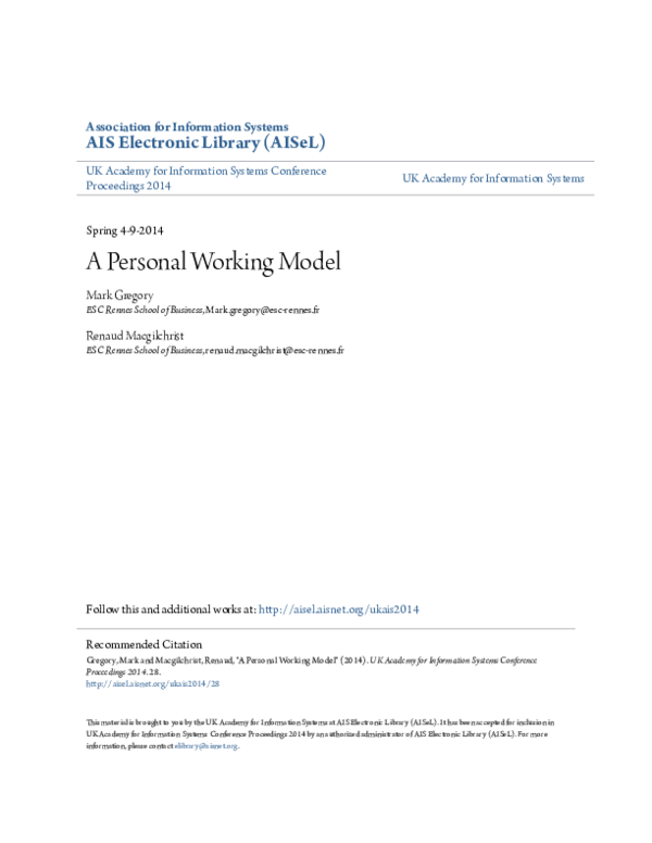 (PDF) A Personal Working Model